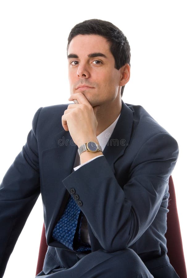 Thinking stock photo. Image of white, isolated, serious - 1782548