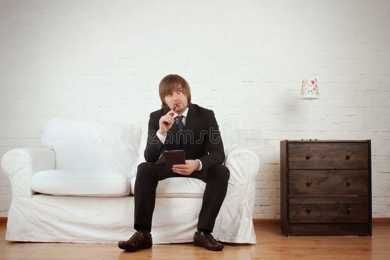 Thinking stock image. Image of confidence, sitting, caucasian - 24802059