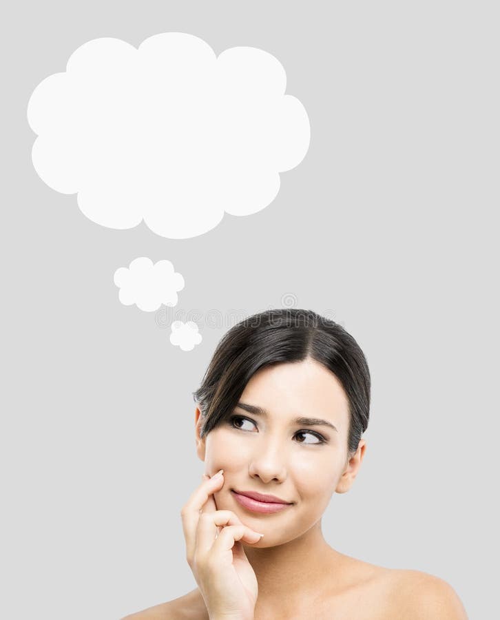 Pretty woman thinking stock image. Image of communication - 35377189