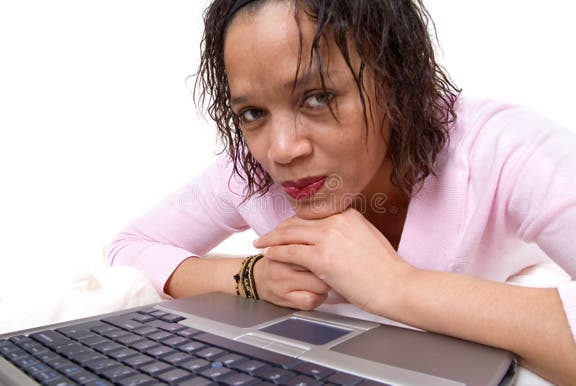 Thinking stock photo. Image of looking, hands, bored, keyboard - 509652
