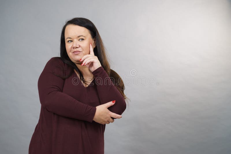 Thinking adult woman stock image. Image of contemplating - 178198481