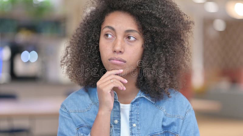 Thinking African Woman New Idea, Brainstorming Stock Photo - Image of ...