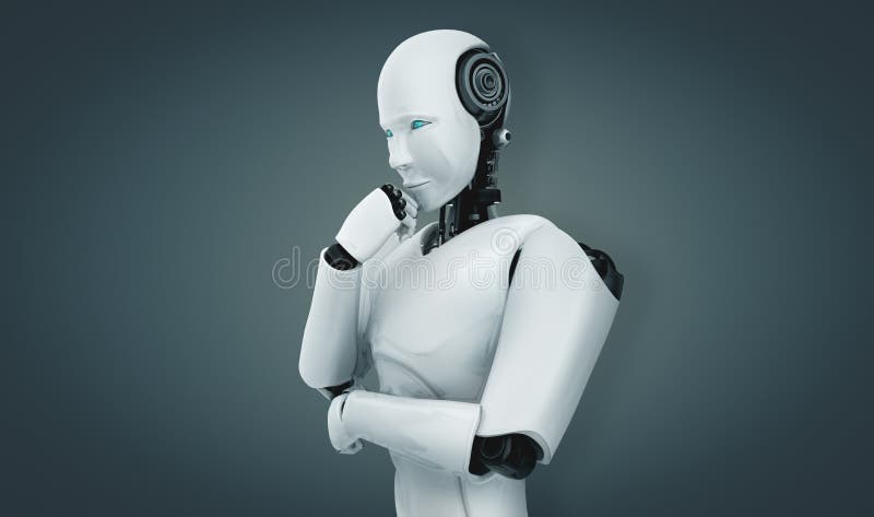 Cute Artificial Intelligence Robot with Notebook Stock Illustration ...