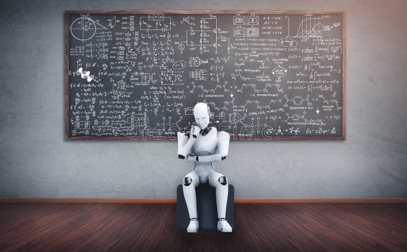 Thinking AI Humanoid Robot Analyzing Screen of Mathematics Formula and ... Thinking AI Humanoid Robot Analyzing Screen of Mathematics Formula and ...