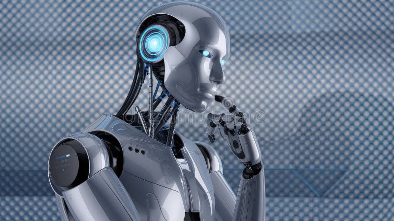 Thinking AI Robot stock illustration. Illustration of portrait - 363266905