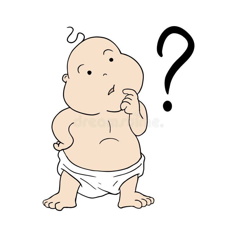 Thinking baby illustration stock vector. Illustration of child - 164019708