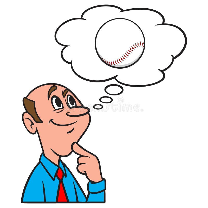 Baseball Thinking Mascot Vector Cartoon Illustration Stock Vector ...