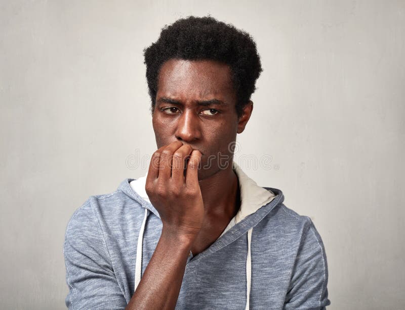 Thinking black man stock photo. Image of attractive, casual - 87465960
