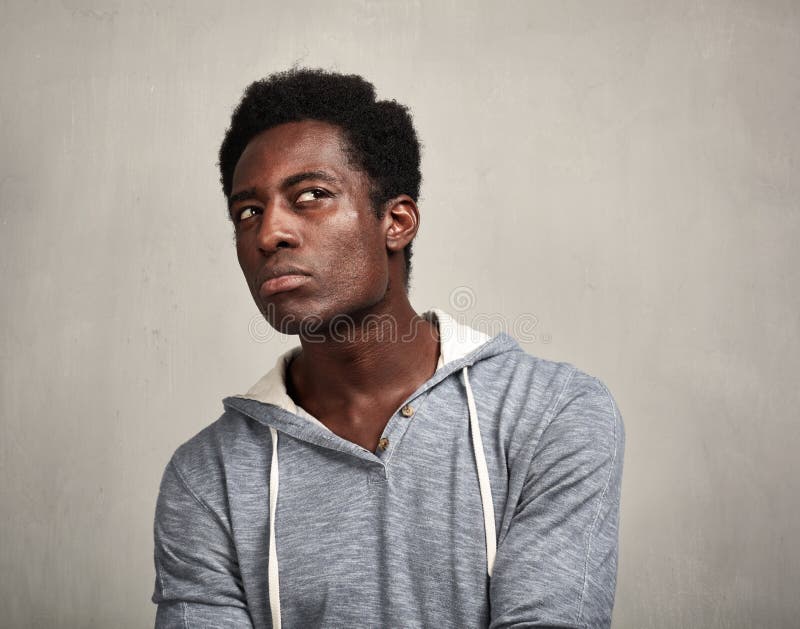 Thinking black man stock photo. Image of attractive, casual - 87465960