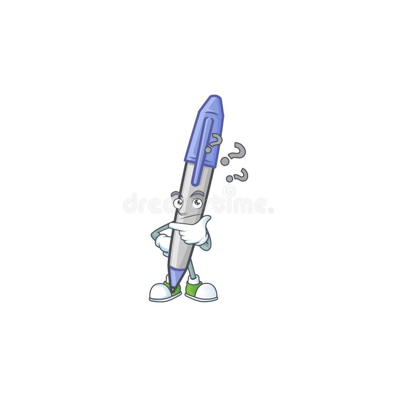 Thinking Blue Ballpoint in the Character Shape. Stock Vector ...