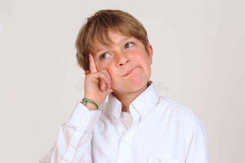Thinking boy stock photo. Image of cute, serious, childhood - 11989922
