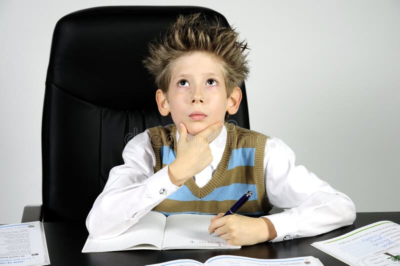 Thinking boy stock photo. Image of study, ideal, reading - 15464392