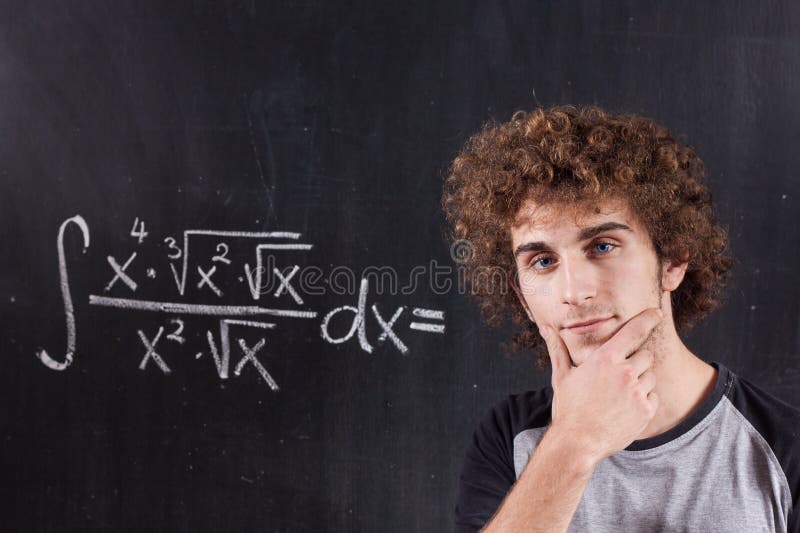 Thinking Boy Solving Equation with Smoking Head Stock Photo - Image of ...