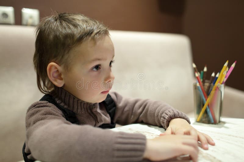 Thinking boy stock image. Image of cute, portrait, lifestyle - 47959667