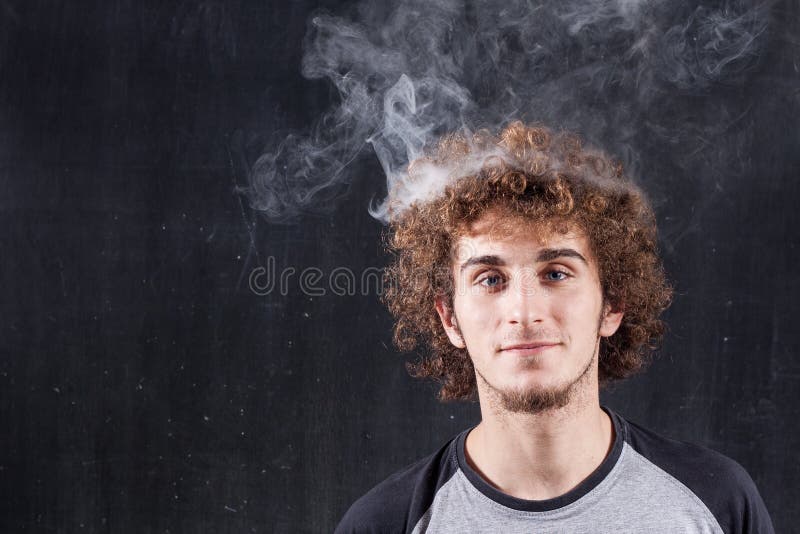Thinking Boy Solving Equation with Smoking Head Stock Photo - Image of ...