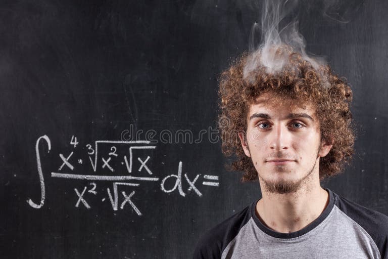 Thinking Boy Solving Equation with Smoking Head Stock Photo - Image of ...