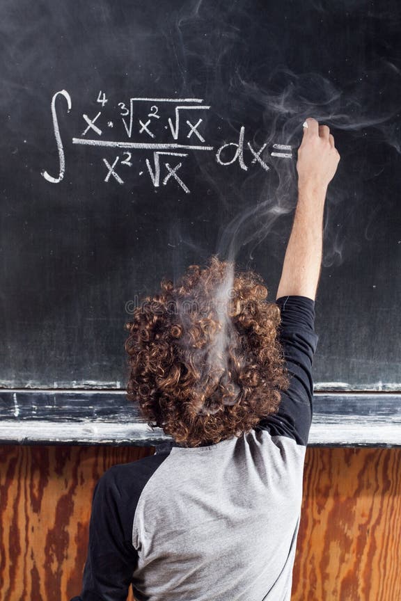 Thinking Boy Solving Equation with Smoking Head Stock Image - Image of ...