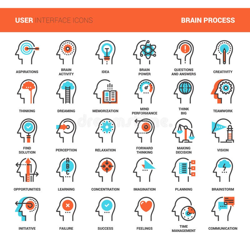 Thinking and brain process stock vector. Illustration of decision ...