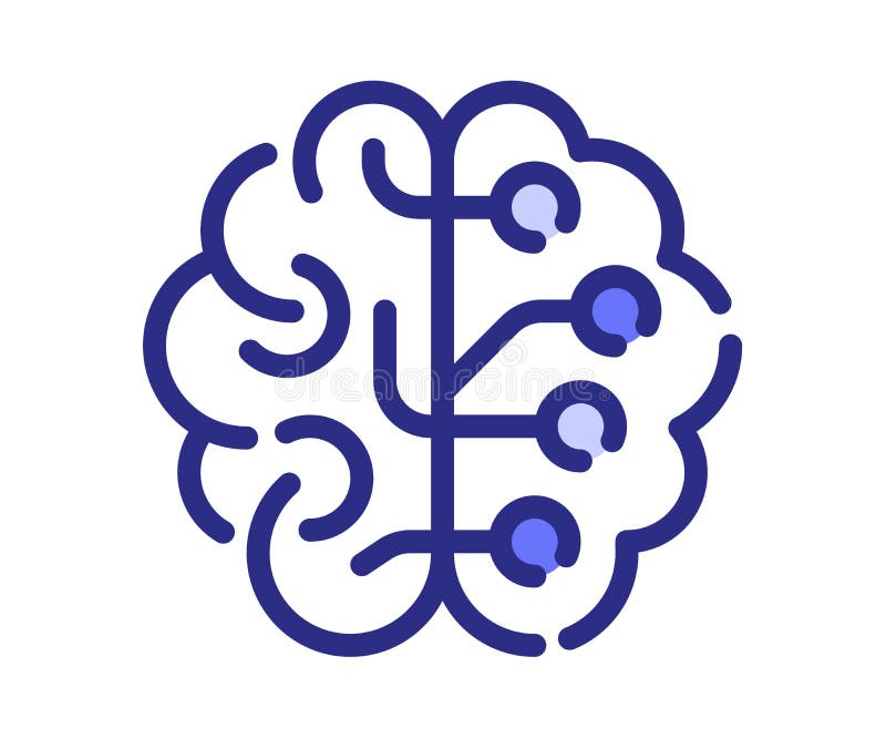 Thinking Brain Think Single Isolated Icon with Dash or Dashed Purple ...