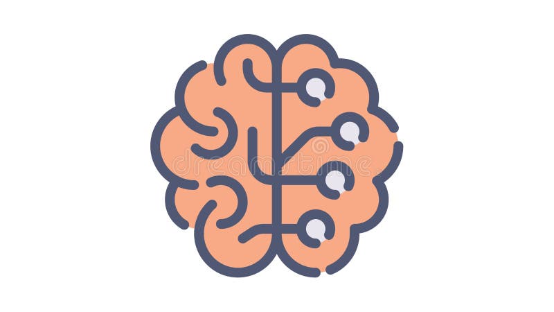 Thinking Brain Think Single Isolated Icon with Flat Dash or Dashed ...