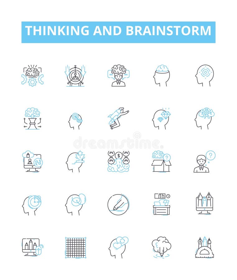 Thinking and Brainstorm Vector Line Icons Set. Ideation, Brainstorming ...
