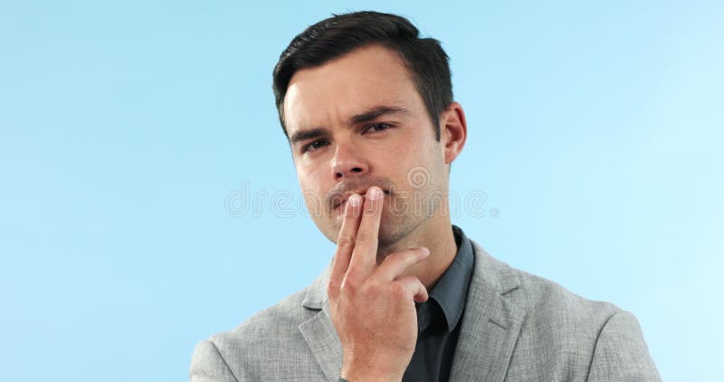 Thinking, Brainstorming and Face of Businessman in a Studio with Guess ...