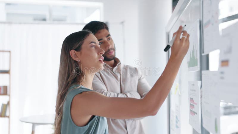 Thinking, Brainstorming or Team Writing Schedule, Charts and Discussing ...