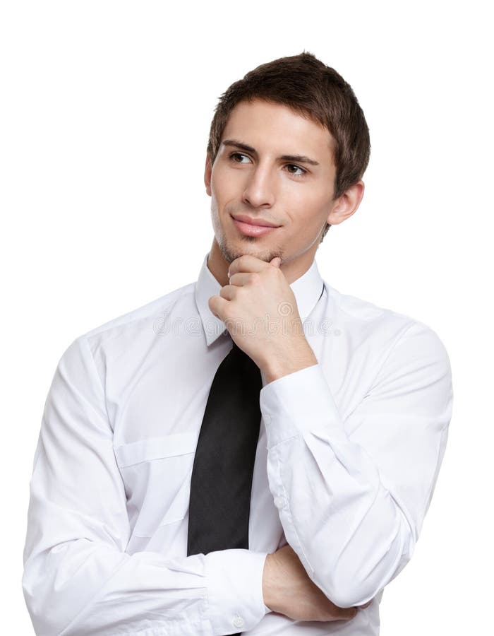 Thinking business man stock photo. Image of cheerful - 26418136