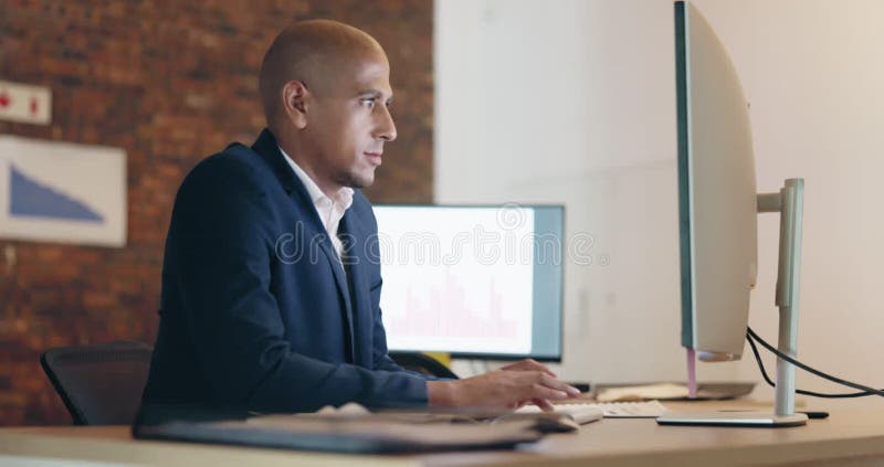 Thinking, Business Man and Typing on Computer at Night, Planning ...