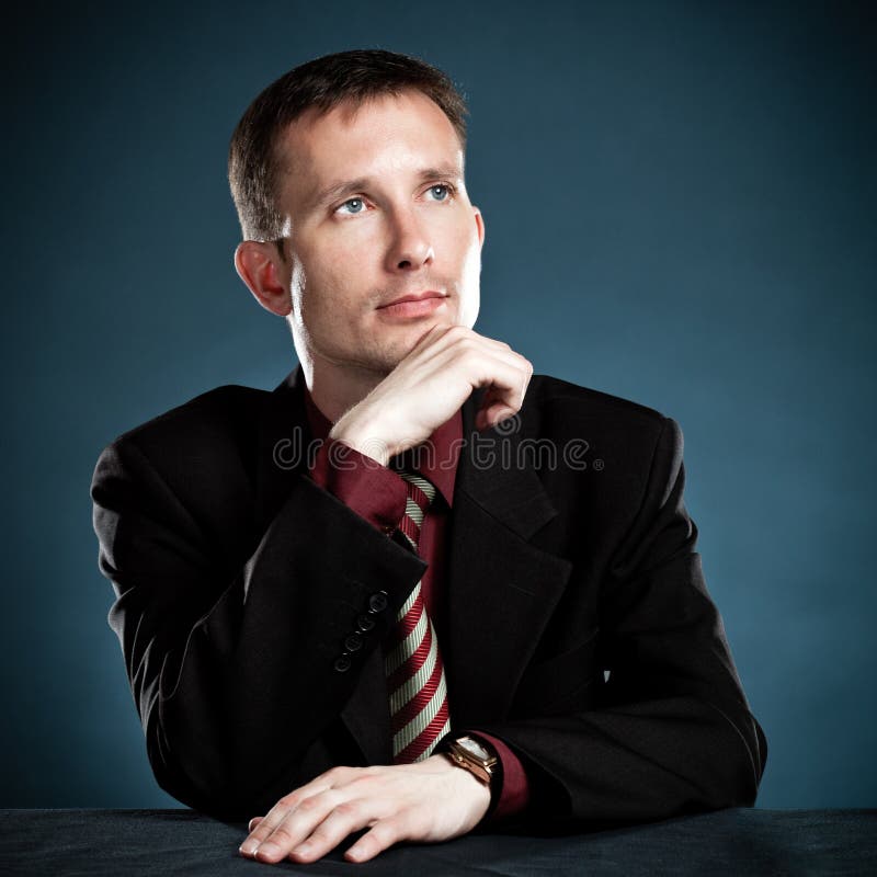 Thinking Businessman Portrait Stock Image - Image of portrait, dressed ...