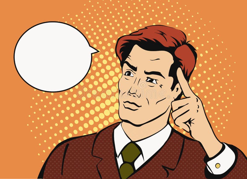 Thinking Businessman With A Speech Bubble. Comic Stock Vector ...