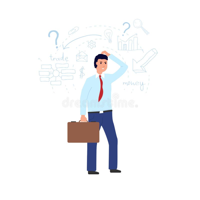 Thinking Businessman Standing Stock Vector - Illustration of ...