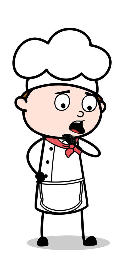 Thinking - Cartoon Waiter Male Chef Vector Illustration Stock ...