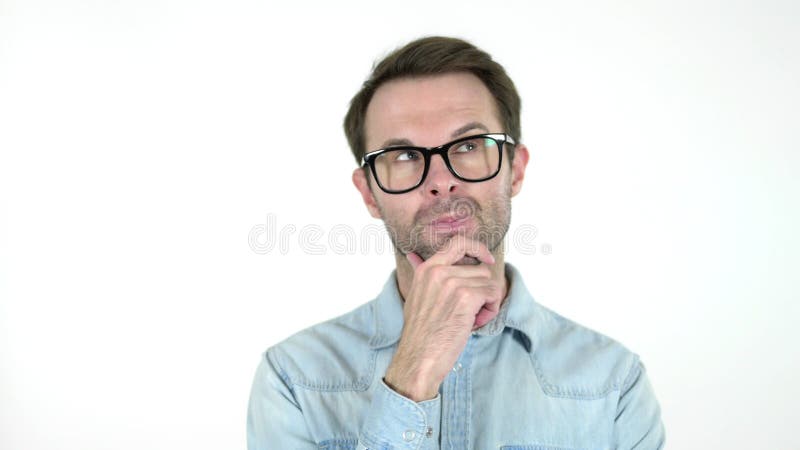 Thinking Casual Man Got New Idea Isolated on White Background Stock ...