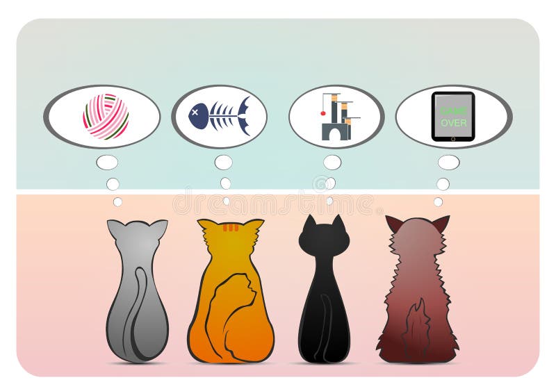 Thinking of Cat stock illustration. Illustration of adorable - 60285876