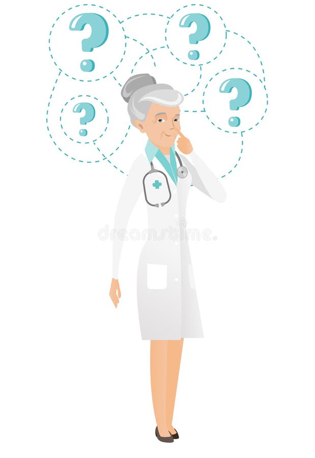 Doctor with a question stock illustration. Illustration of illness ...