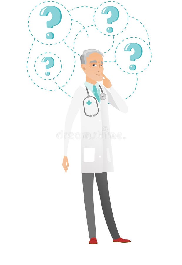 Thinking Doctor with Question Mark. Stock Vector - Illustration of ...