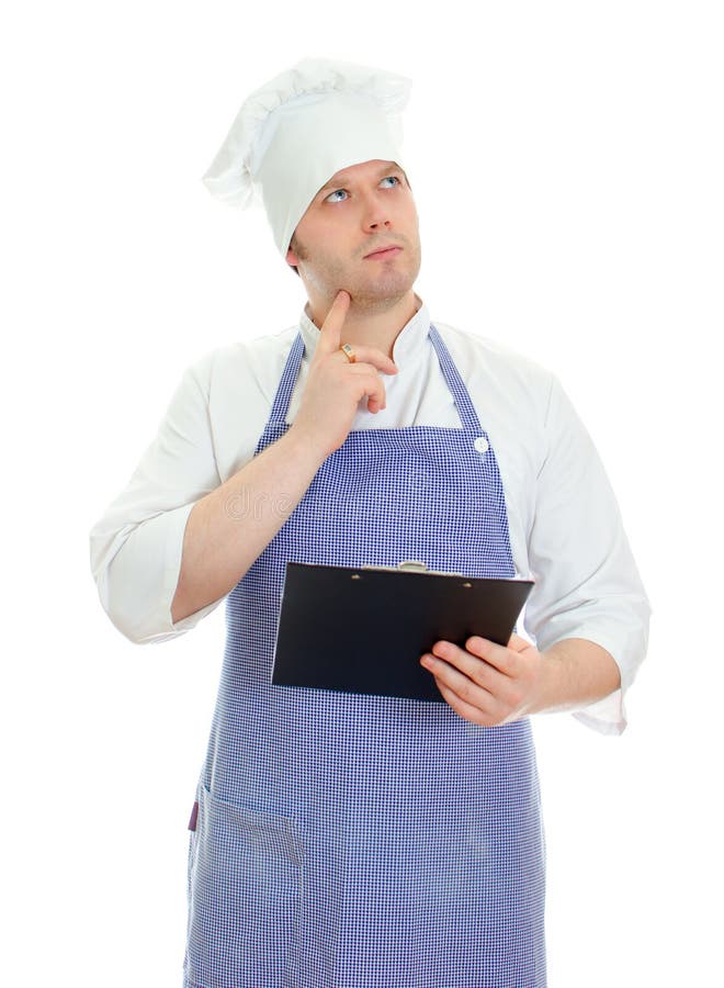 Handsome Chef Cook Thinking Stock Image - Image of device, compose ...