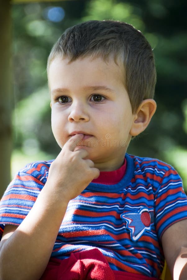 Thinking child stock photo. Image of caucasian, cute - 10586616