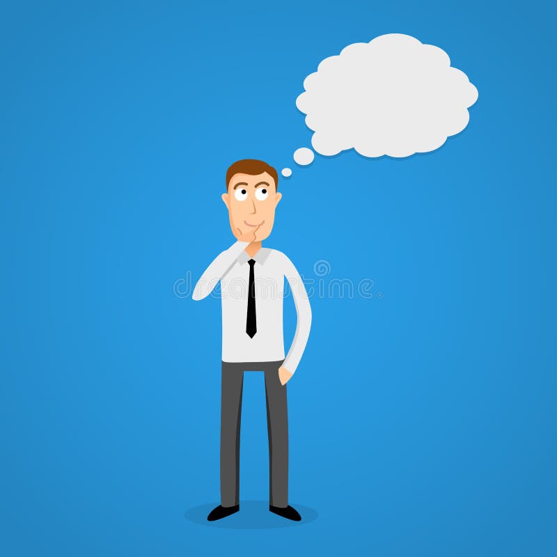 Thinking Cloud and Cartoon Business Man. Stock Vector - Illustration of ...