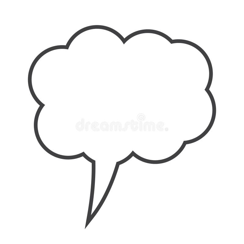 Thinking Cloud, Dialog Box Line Icon, Chat Cartoon Bubbles. Blank Empty ...