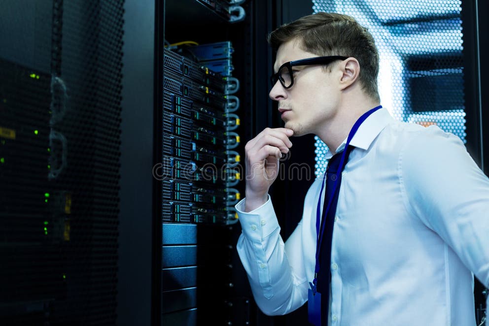 Serious Operator Working in the Data Centre Stock Image - Image of ...