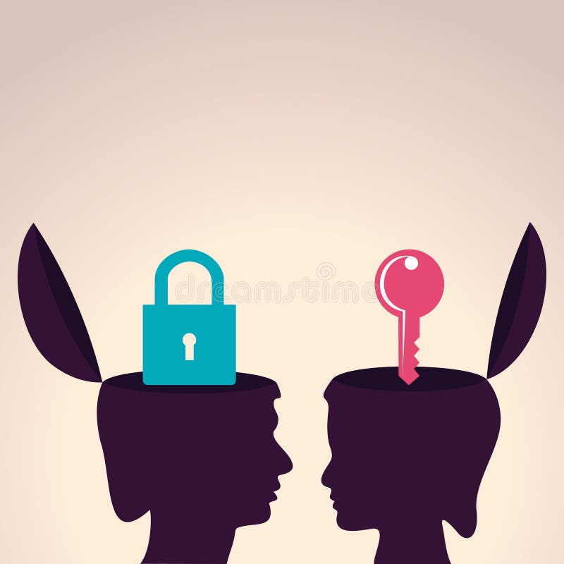 Open Mind Key Locked Un Locked Brain Mind Human he Stock Illustration ...