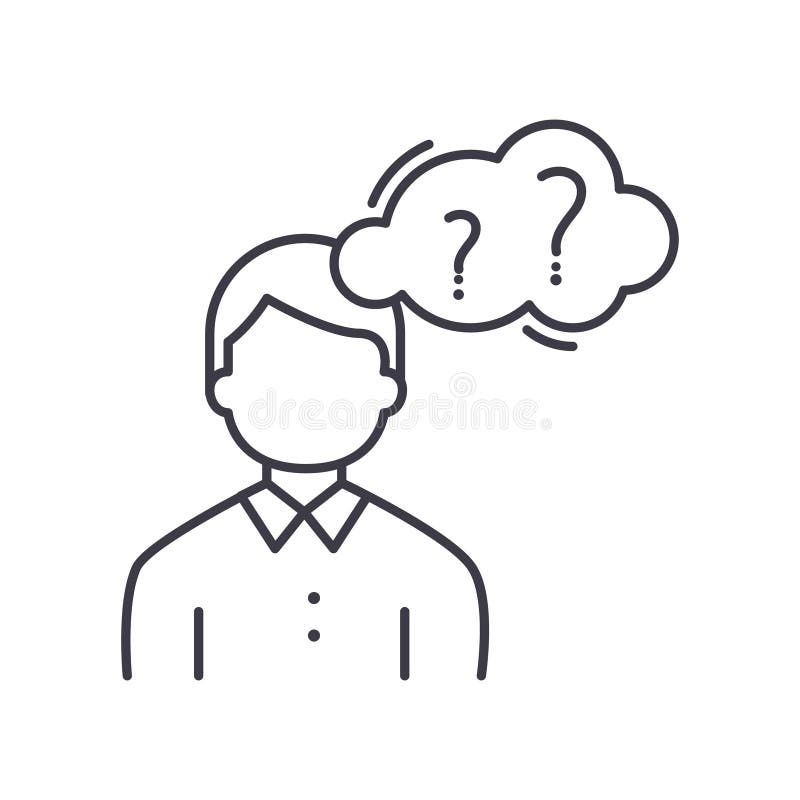 Thinking Concept Icon, Linear Isolated Illustration, Thin Line Vector ...