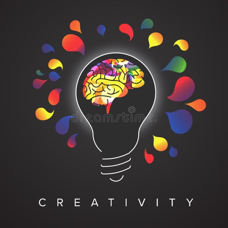 Thinking Concept Illustration with Light Bulb Silhouette and Colorful ...