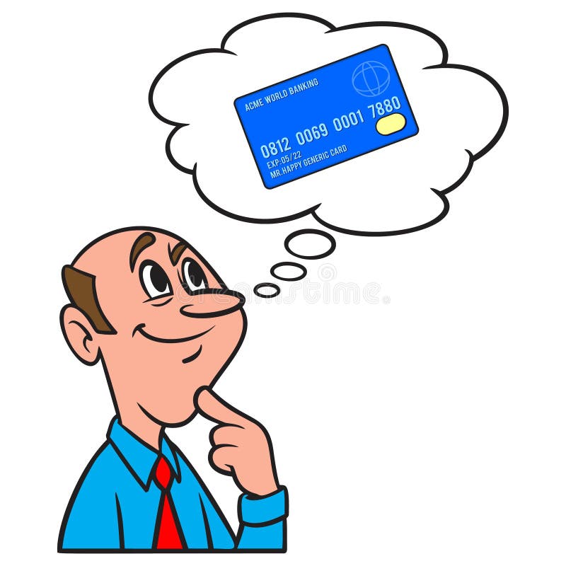 Thinking about a Credit Card Stock Vector - Illustration of balloon ...