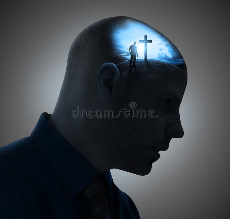 Thinking about the cross stock photo. Image of surreal - 66383350