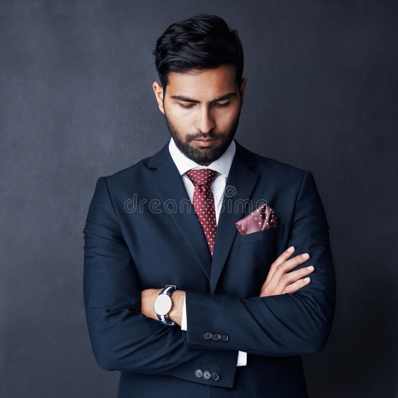 Thinking, Crossed Arms and Serious Businessman in Studio for ...