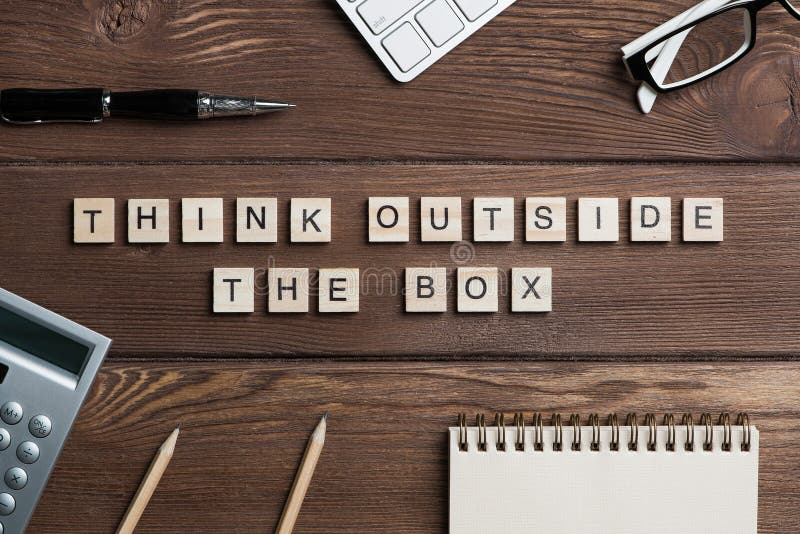 Thinking Different Concept on Wooden Table Collected of Game Elements ...