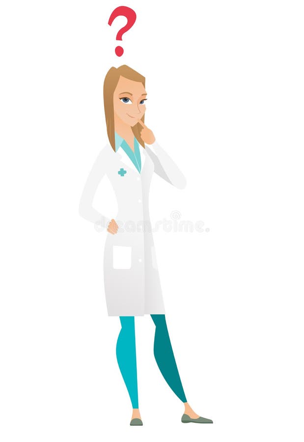 Thinking Doctor with Question Mark. Stock Vector - Illustration of ...